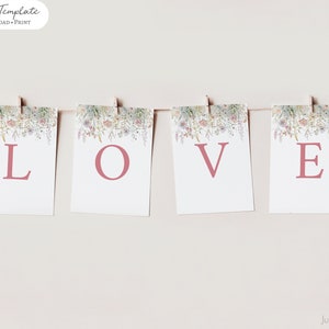 Love in Bloom Banner Template Wildflower Bridal Shower Printable Banner ...