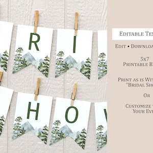 Adventure Bridal Shower Banner Template | Mountain Bridal Shower ...