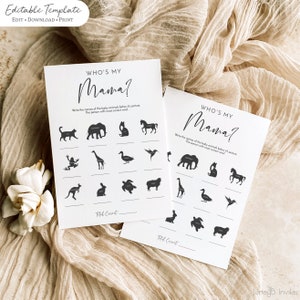 Who's My Mama Baby Shower Game | Minimalist Who is My Mommy Game | Baby ...