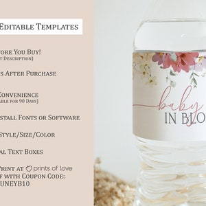 Baby in Bloom Baby Shower Water Bottle Label | Garden Flowers Baby ...