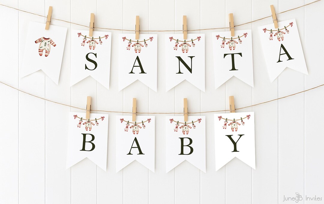 Santa Baby Shower Banner | Clothesline Theme (instant Download) - Etsy