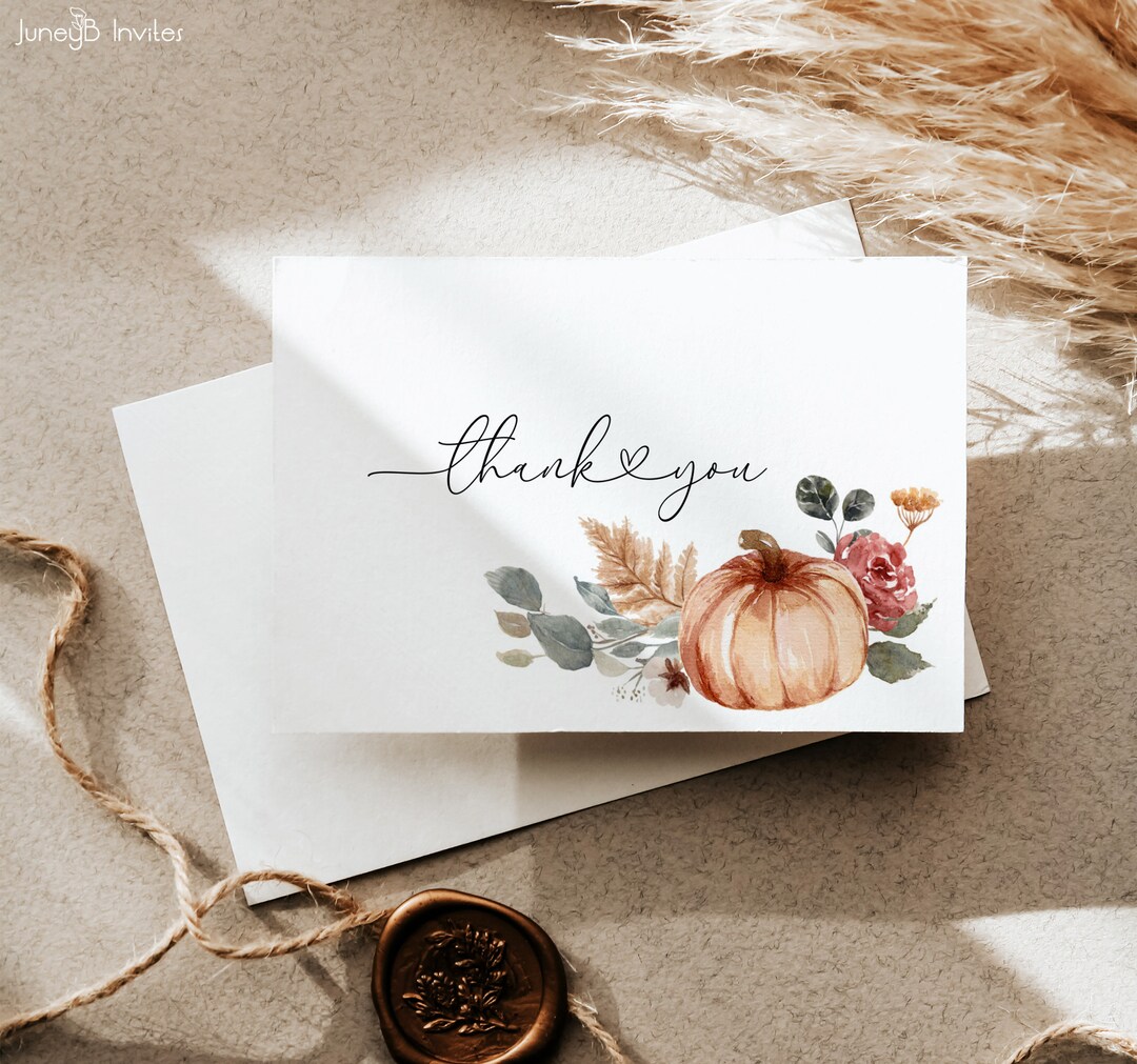 Fall Thank You Card | Pumpkin Baby Shower Thank You | Thank You Card ...
