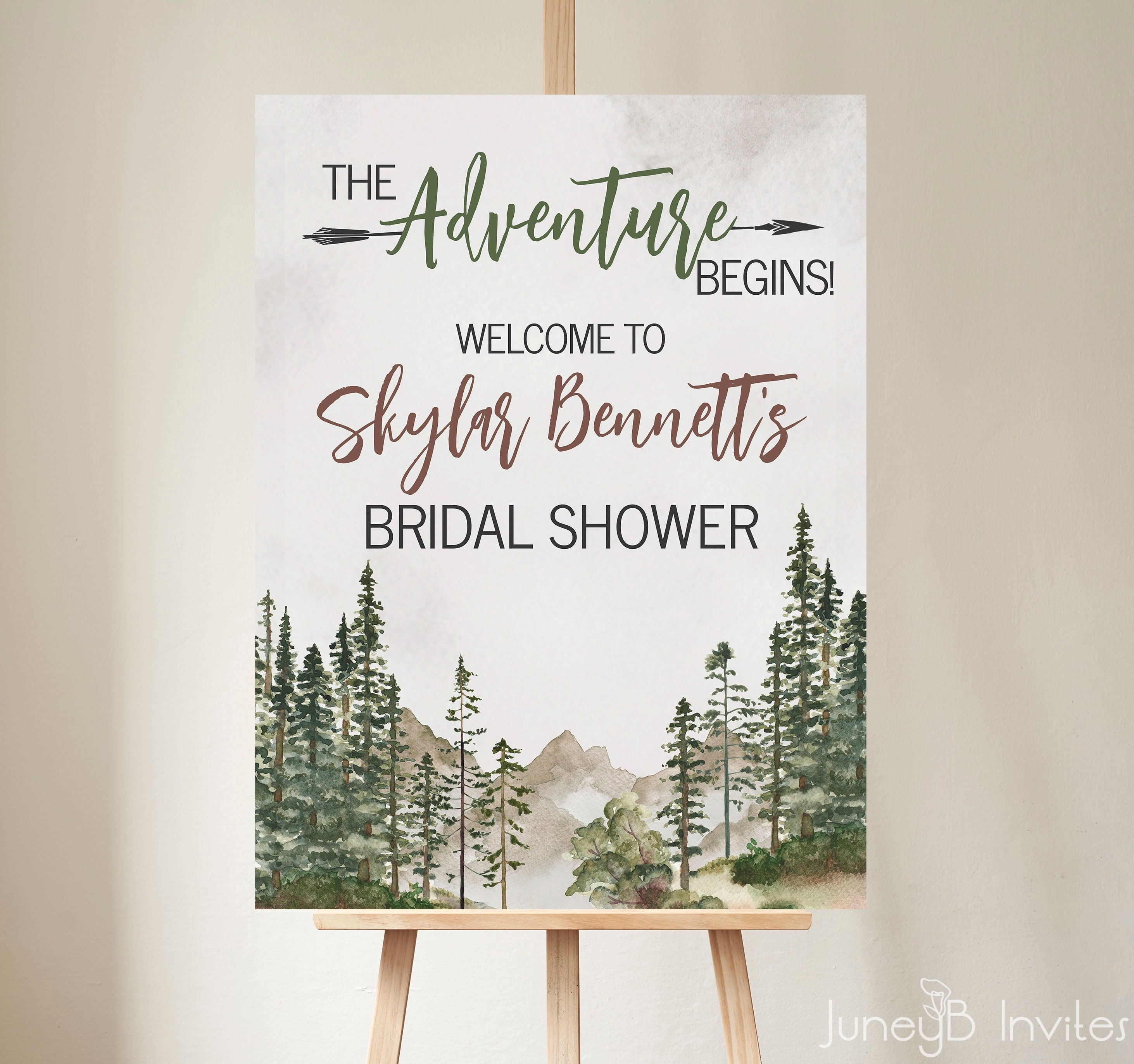 Watercolor Mountain Bridal Shower Welcome Sign | Adventure Theme ...