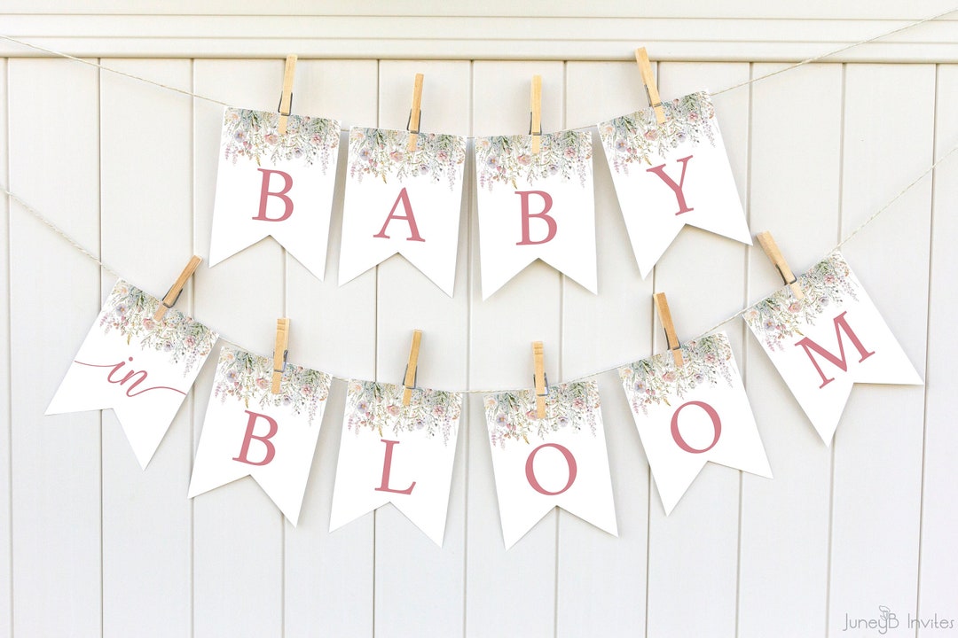 Baby in Bloom Banner Template Wildflower Baby Shower Printable Banner ...