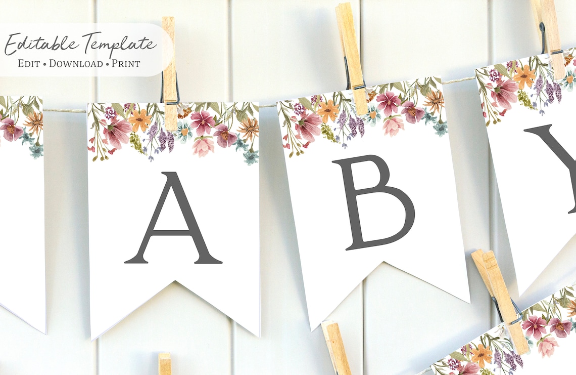 Wildflower Baby Shower Printable Banner Wildflower Bridal - Etsy