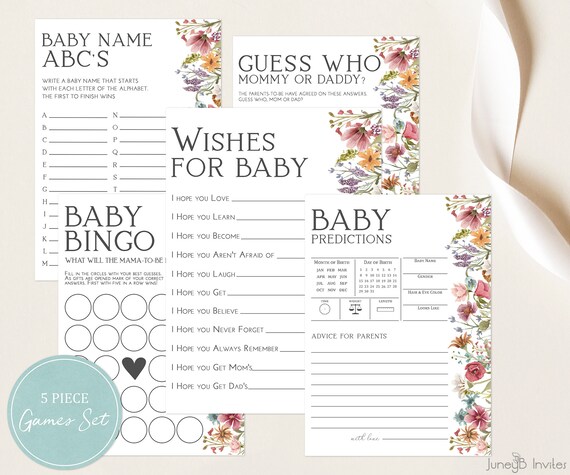 Floral Baby Shower Games Wildflower Baby Shower | Etsy