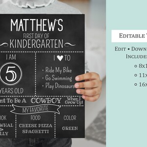 First Day of School Chalkboard Sign, Editable Back to School Sign ...
