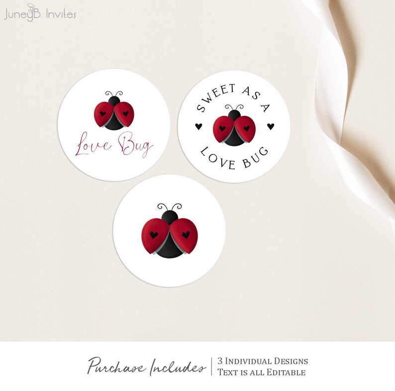 Love Bug Baby Shower Cupcake Toppers: Ladybug Dessert Picks (printable ...