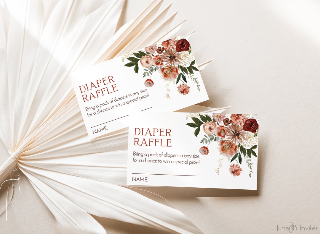 Fall Diaper Raffle Card Template | Diaper Raffle Ticker | Modern Diaper ...