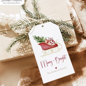Printable Christmas Favor Tags | Holiday Gift Tags | Editable Merry and ...