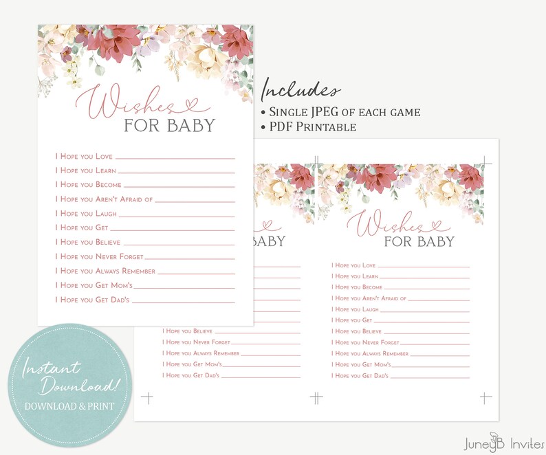 Floral Baby Shower Games Wildflower Baby Shower - Etsy