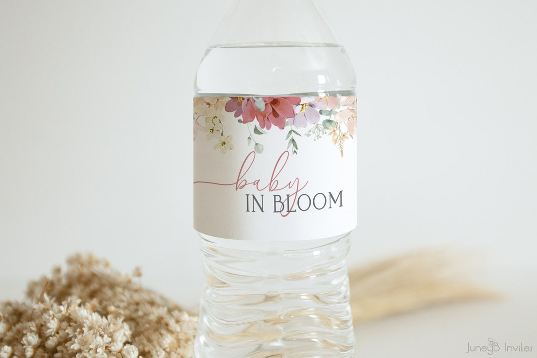 Baby in Bloom Baby Shower Water Bottle Label Garden Flowers - Etsy