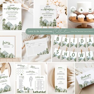 Adventure Begins Watercolor Forest Menu Template | Watercolor Trees ...