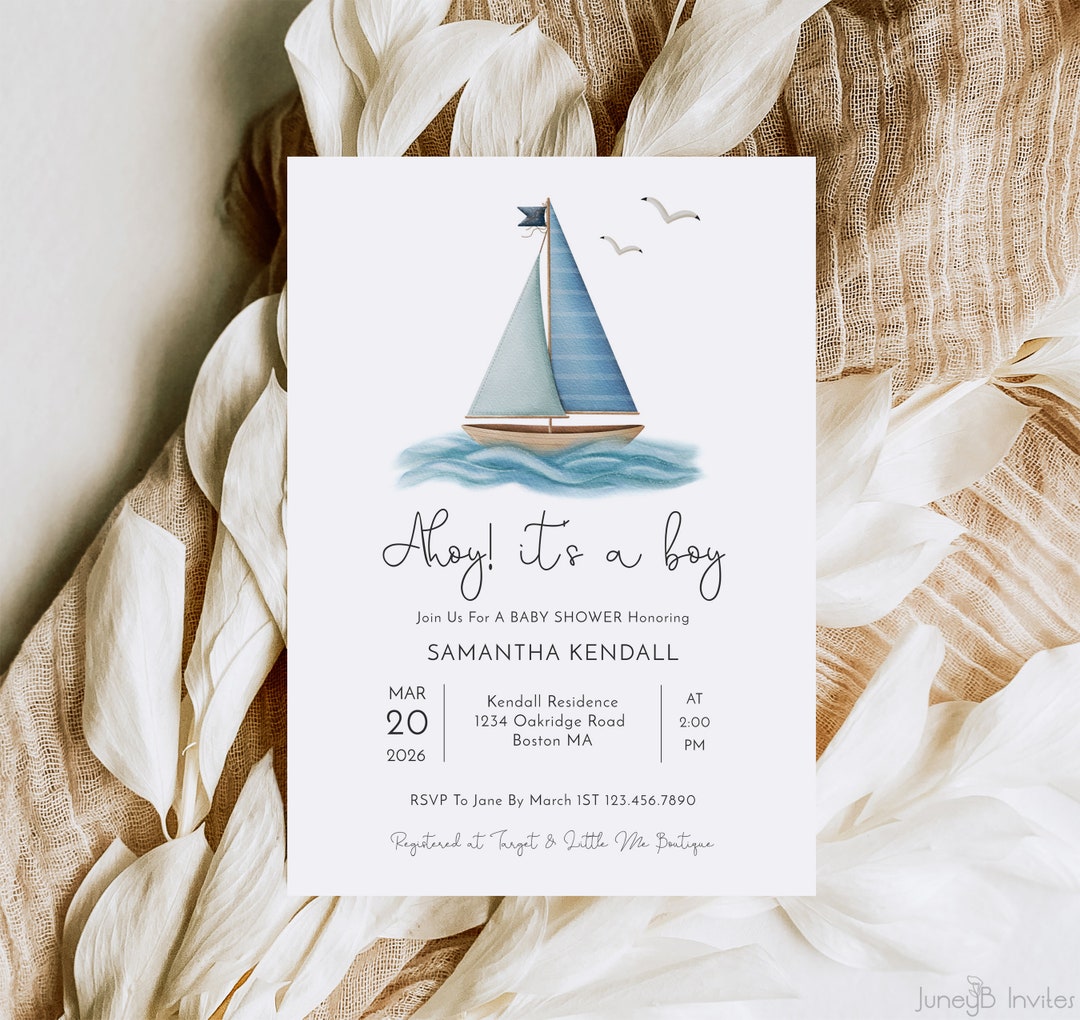 Nautical Baby Shower Invitation Set | Ahoy It's A Boy Baby Shower ...