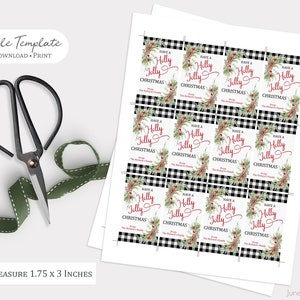 Holly Jolly Editable Christmas Favor Tag, Printable Christmas Tag ...