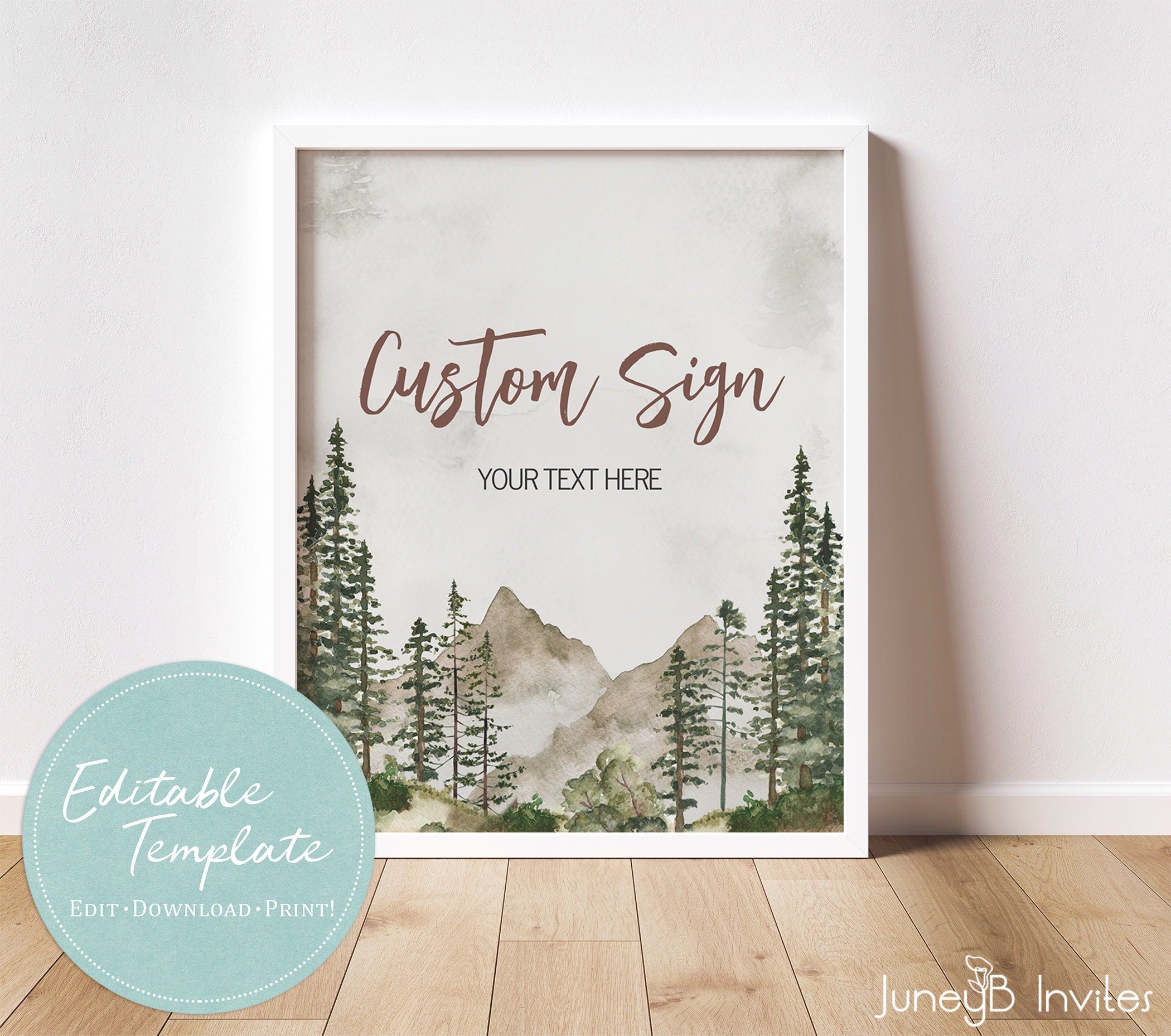 Watercolor Forest Custom Sign Custom Sign With Mountain and - Etsy