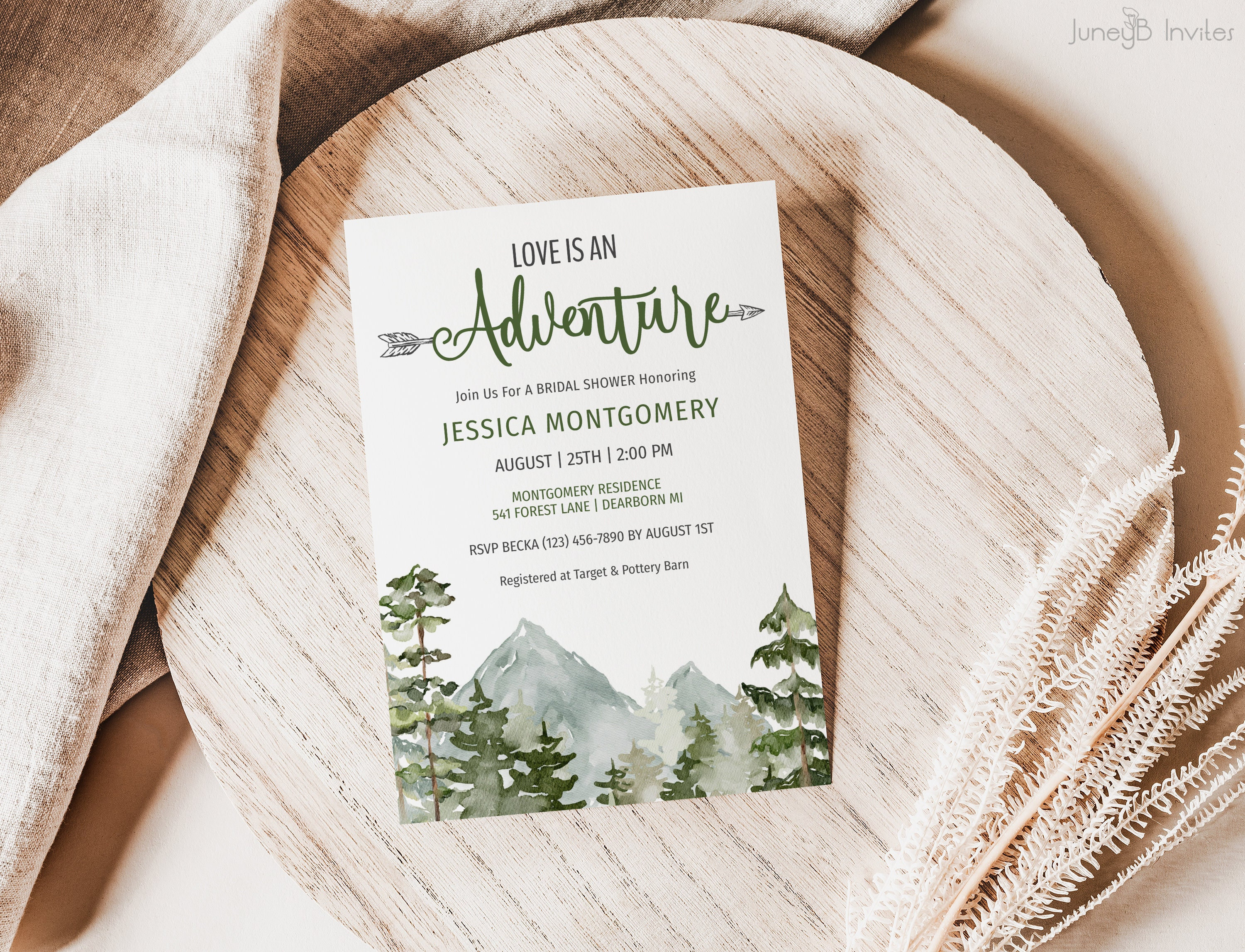 Hiking Theme Wedding Invitations