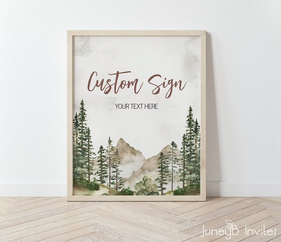 Watercolor Forest Custom Sign Custom Sign With Mountain and | Etsy