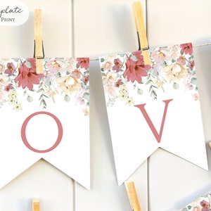 Love in Bloom Banner Template Wildflower Bridal Shower Printable Banner ...