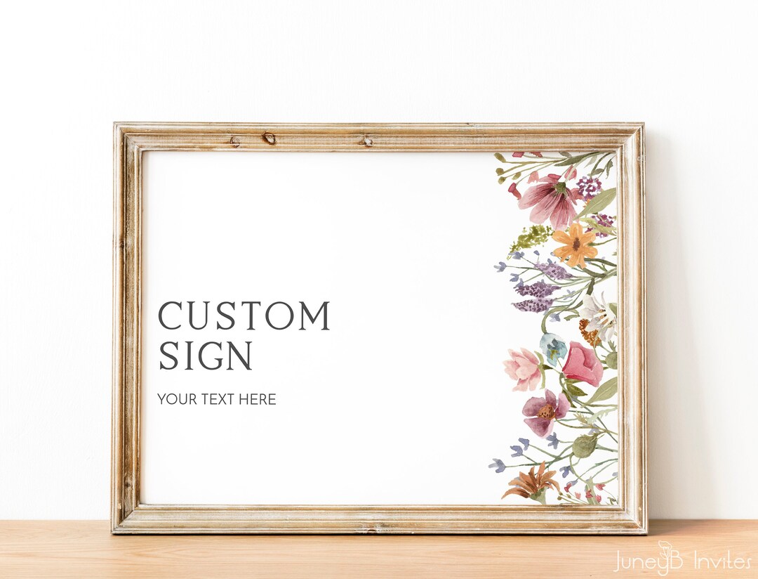 Wildflower Custom Sign Template: Boho Spring Florals (instant Download ...