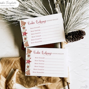 Editable Christmas Cookie Exchange Voting Ballot | Holiday Cookie Swap ...
