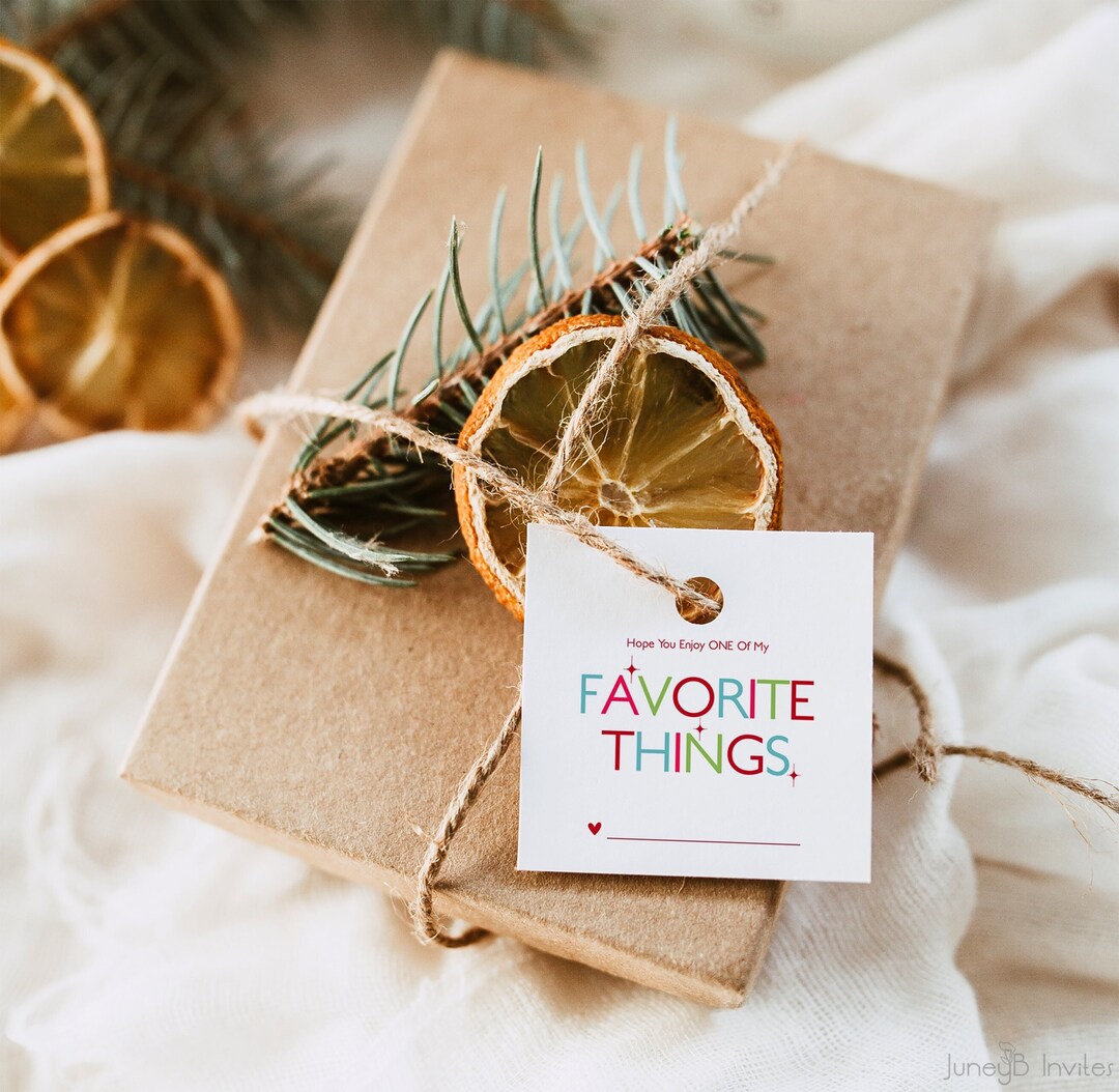 Favorite Things Christmas Party Gift Tag | Editable Template (2.5x2.5 ...