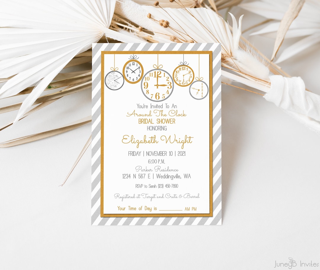 Around the Clock Bridal Shower Invitation | Bridal Shower Invite ...