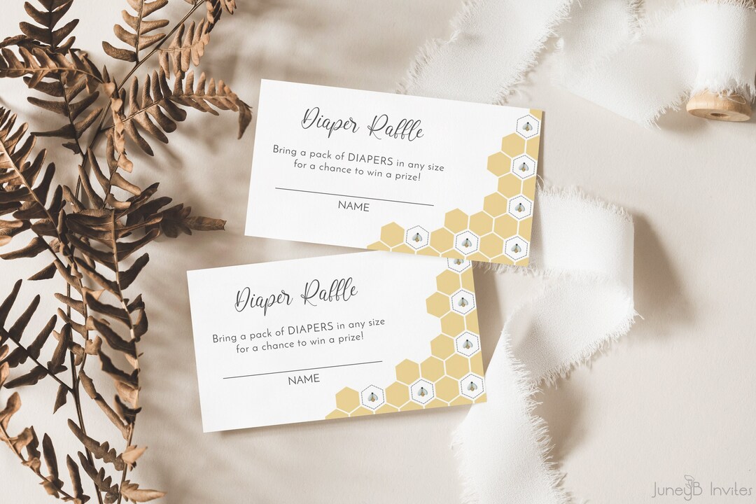Honey Bee Diaper Raffle Card Template | Honeycomb and Bees Diaper ...