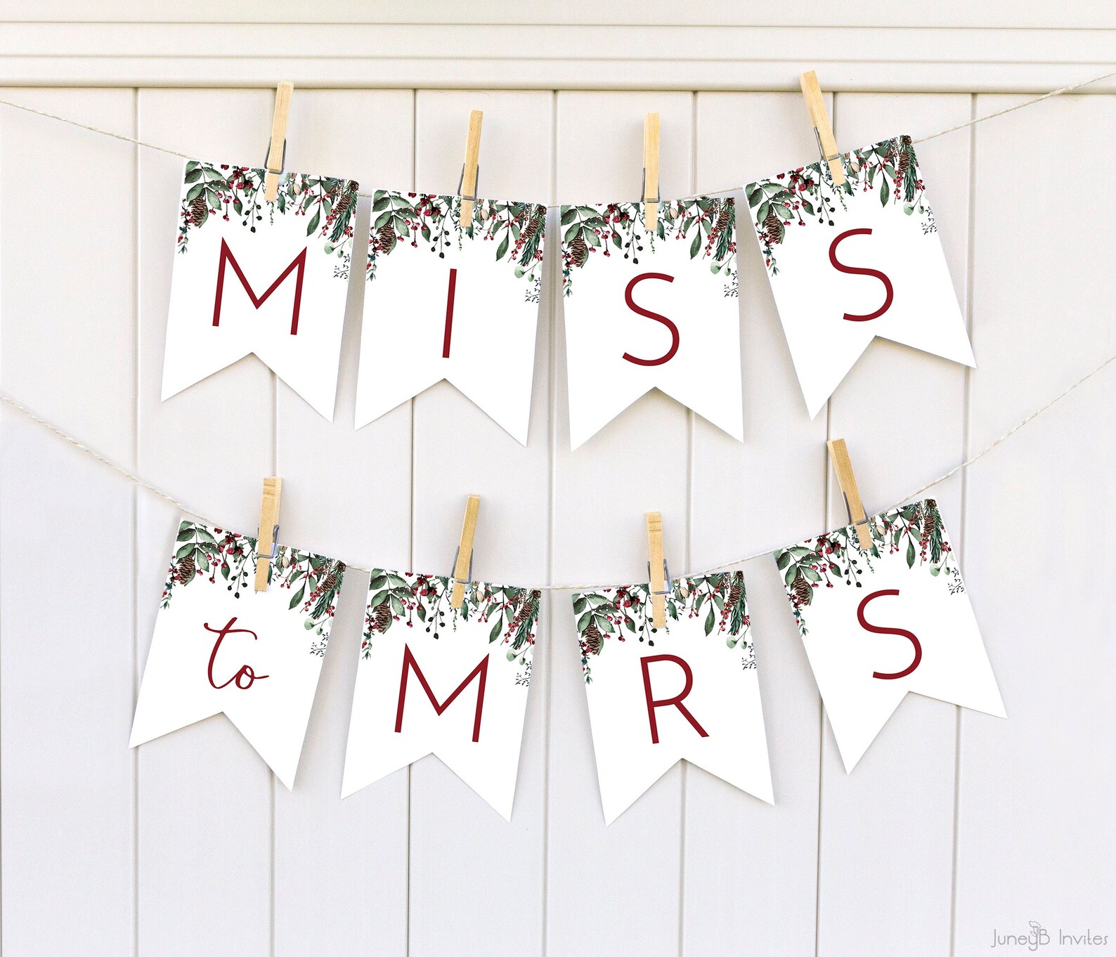 Winter Greenery Bridal Shower Banner | Miss to Mrs Template (editable ...