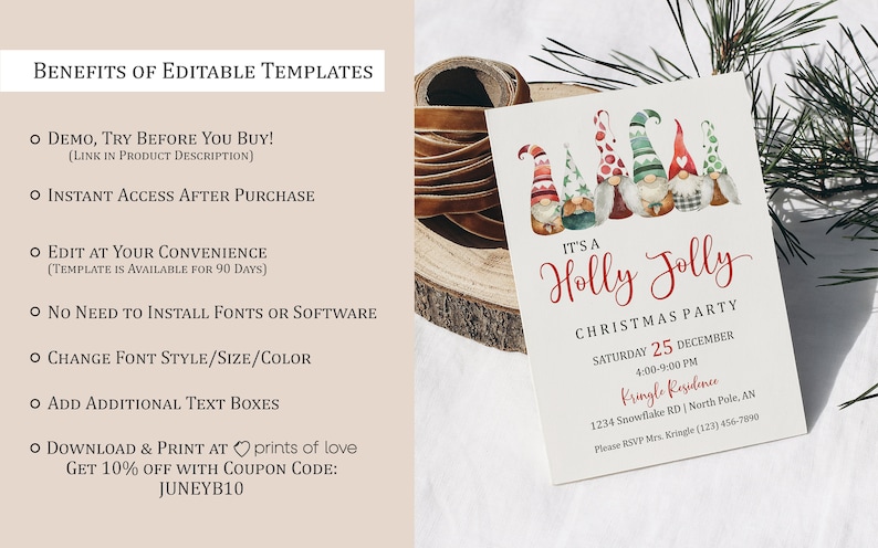 Holly Jolly Christmas Party Invitation Template Christmas - Etsy