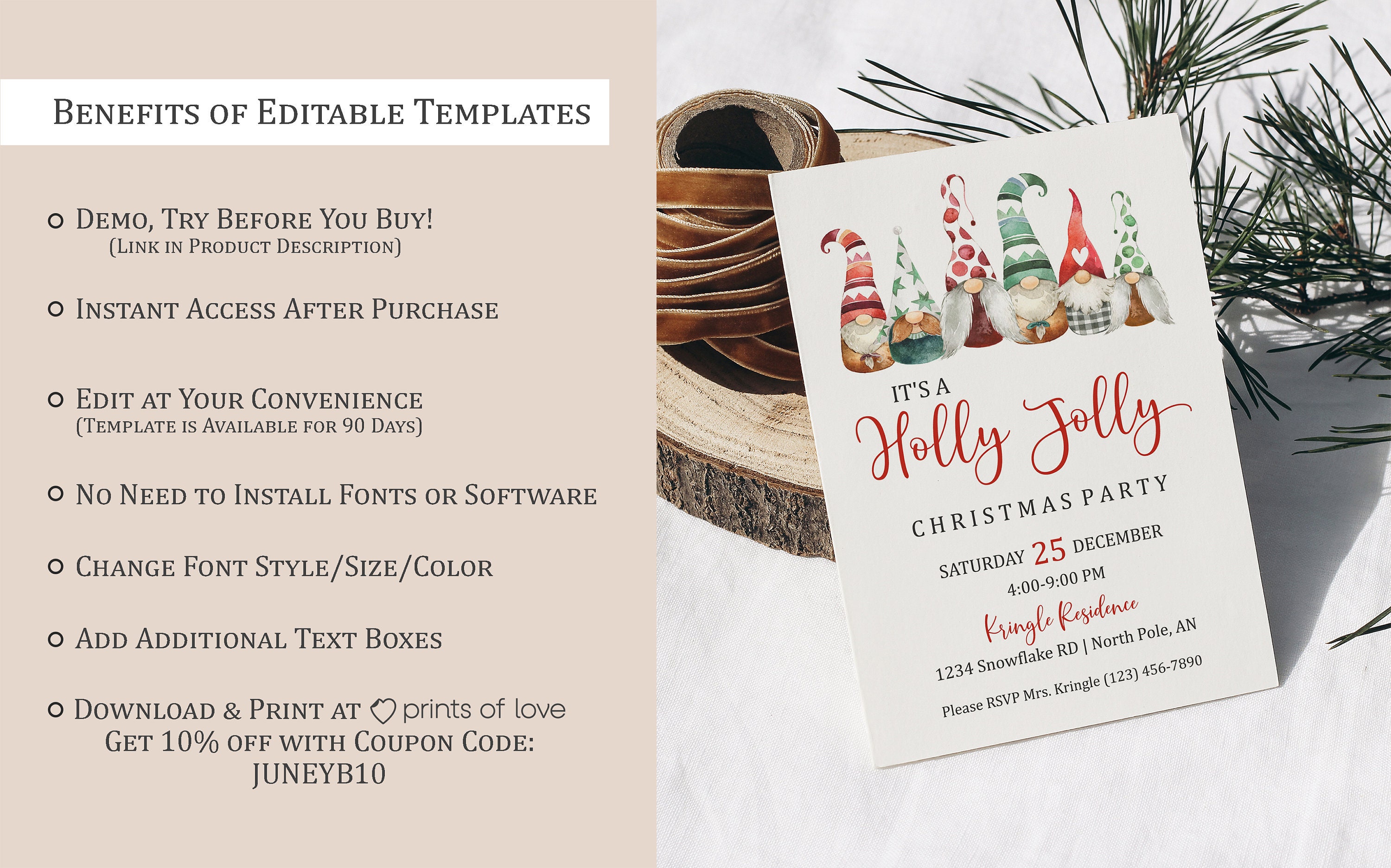Holly Jolly Christmas Party Invitation Template Christmas - Etsy