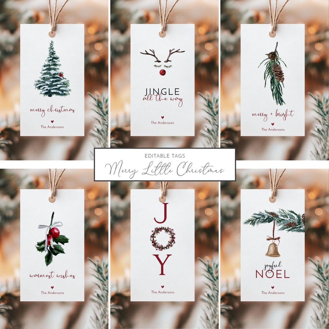 Printable Christmas Gift Tags Set of 6 | Christmas Tree Tags | Rudolph ...