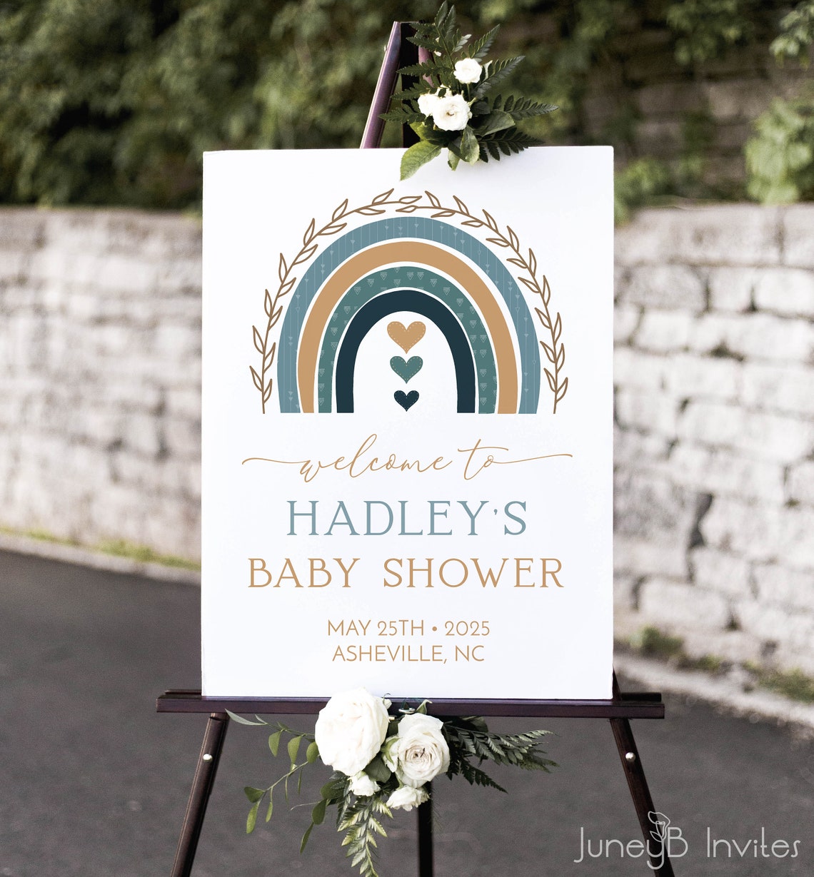 Boho Rainbow Baby Shower Welcome Sign for Baby Boy Editable - Etsy
