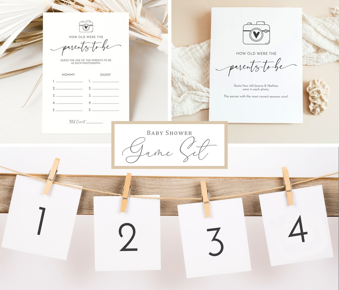 How Old Were the Parents to Be Baby Shower Game Set | How Old Were They ...