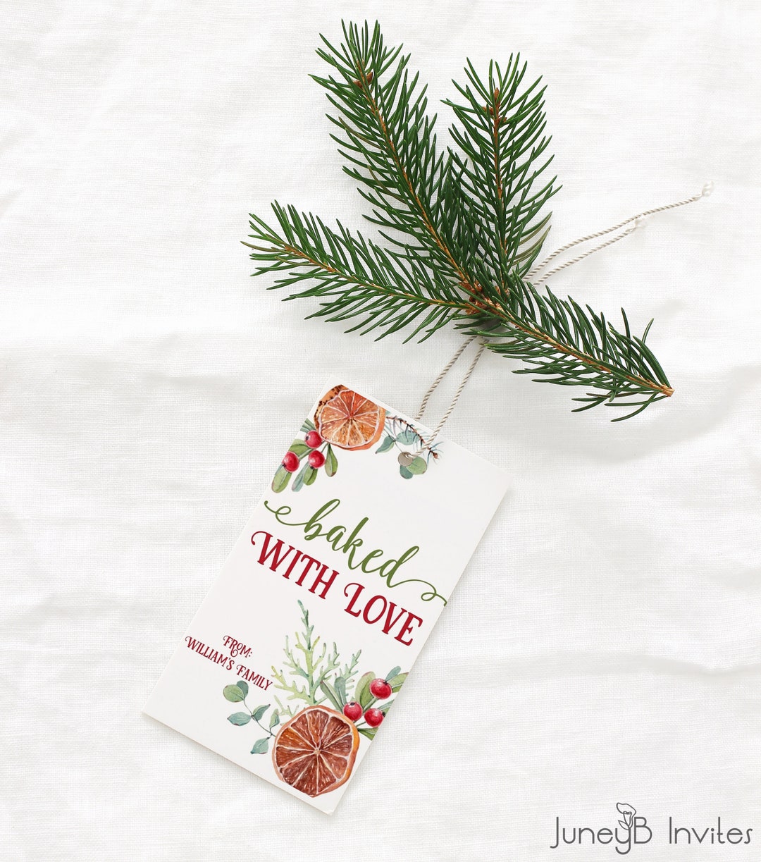 Baked With Love Editable Christmas Tag Template, Printable Christmas ...