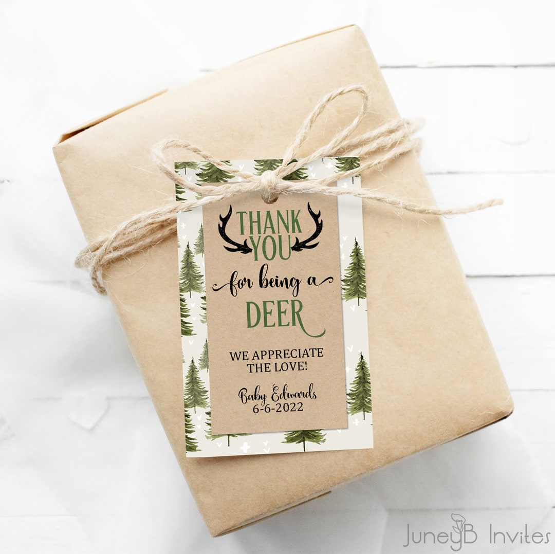 Oh Deer Baby Shower Favor Tag, Deer Antlers Thank You Tag, Editable ...