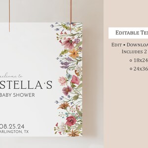 Wildflower Baby Shower Welcome Sign | Spring Florals Welcome Sign ...