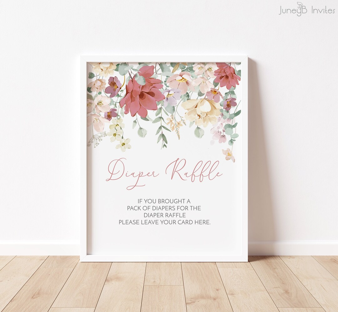 Baby in Bloom Diaper Raffle Sign | Wildflower Editable Sign Template ...