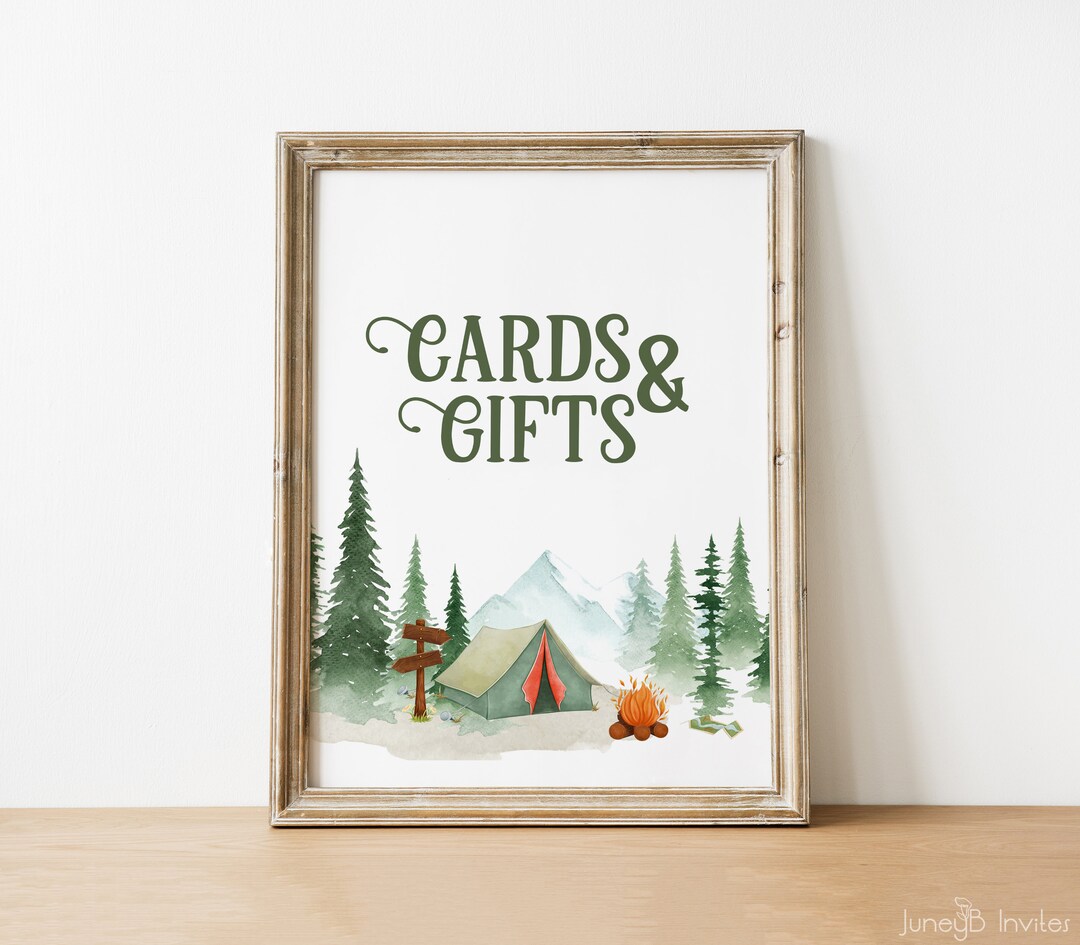 Camping Birthday Cards and Gifts Sign Template | One Happy Camper ...