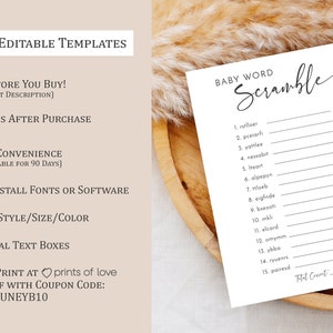 Minimalist Baby Word Scramble Game | Baby Shower Game | Baby Shower ...