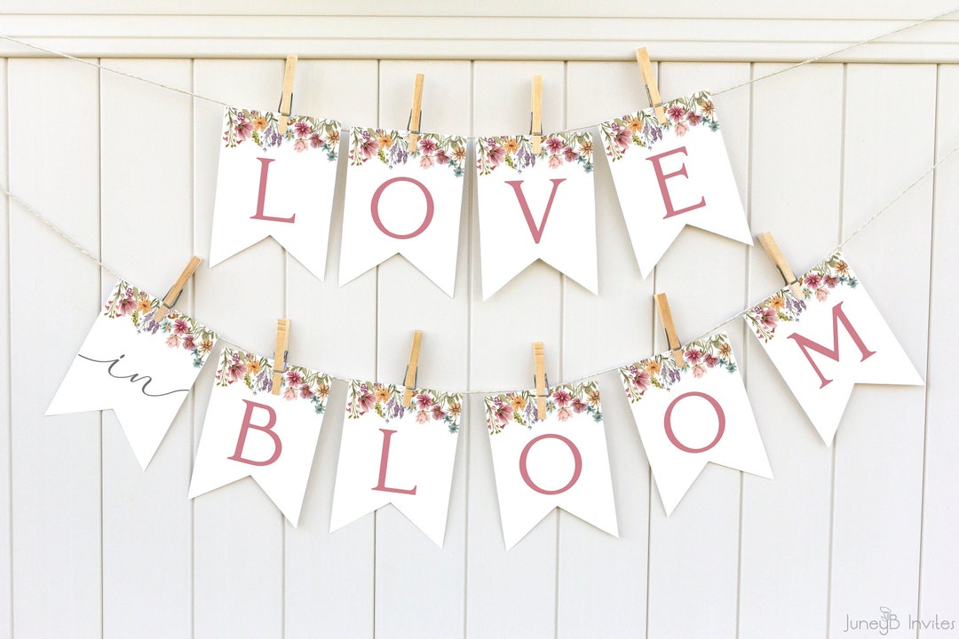 Love in Bloom Banner Template | Wildflower Bridal Shower Printable ...