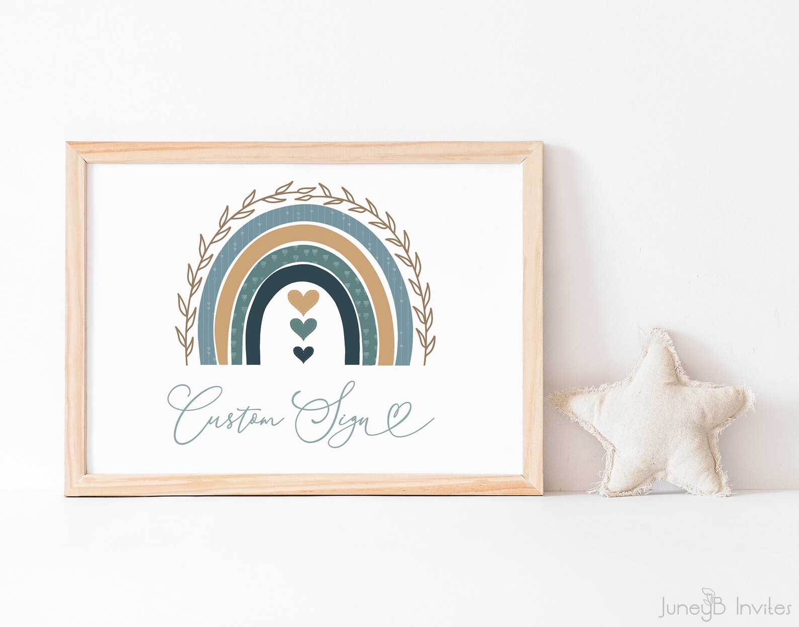 Boho Rainbow Custom Sign Editable Sign Template With Blue - Etsy