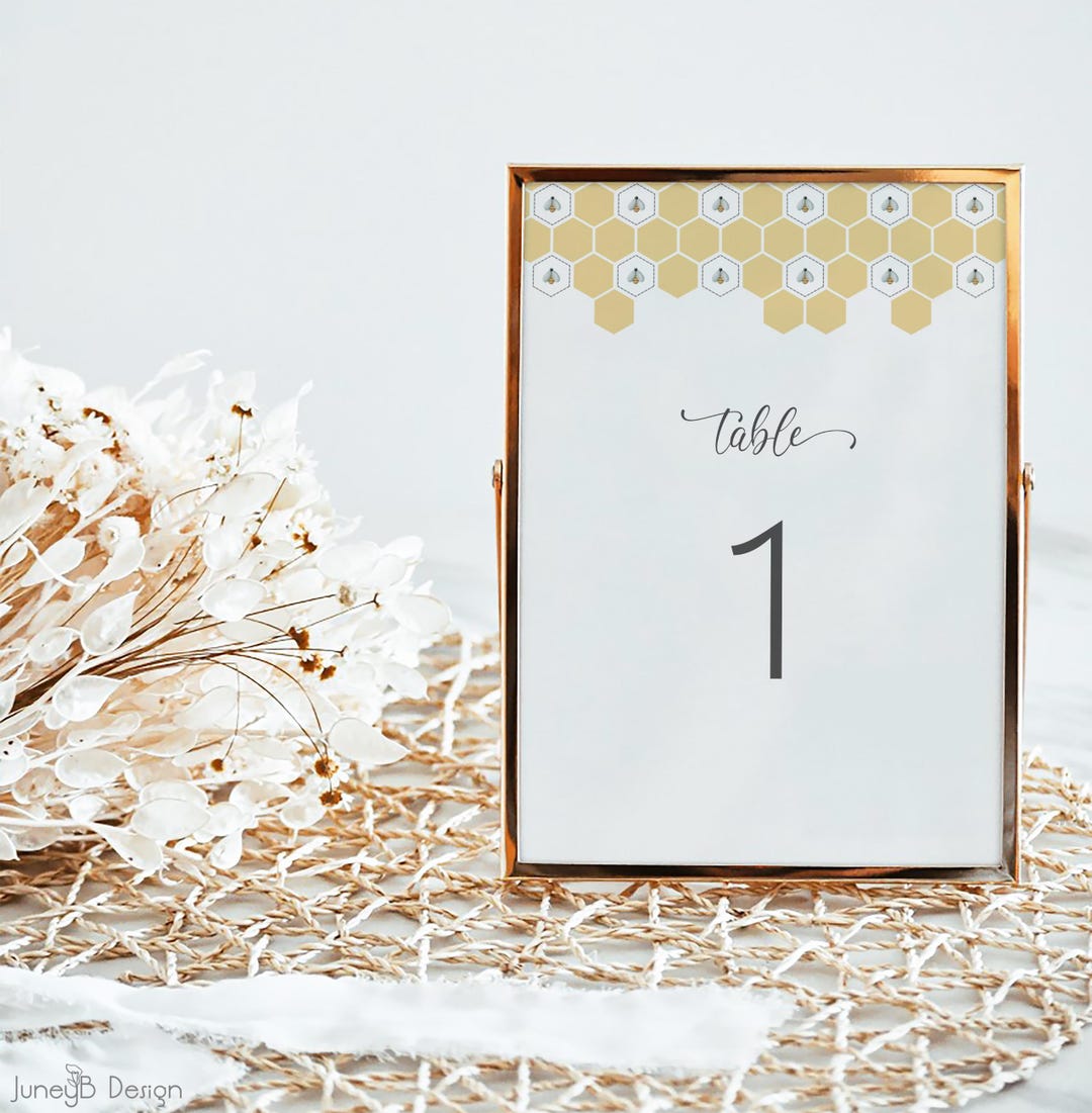 Honey Bee Table Numbers: Bridal Shower Printable (digital Download) - Etsy