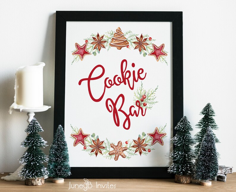 Winter Cookie Bar Printable Sign, Christmas Cookie Bar Sign, Printable ...