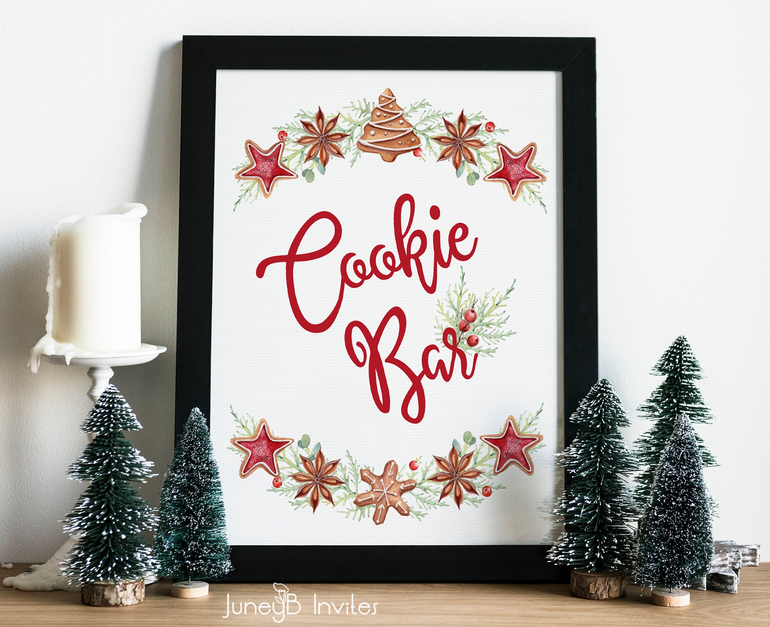 Winter Cookie Bar Printable Sign, Christmas Cookie Bar Sign, Printable ...