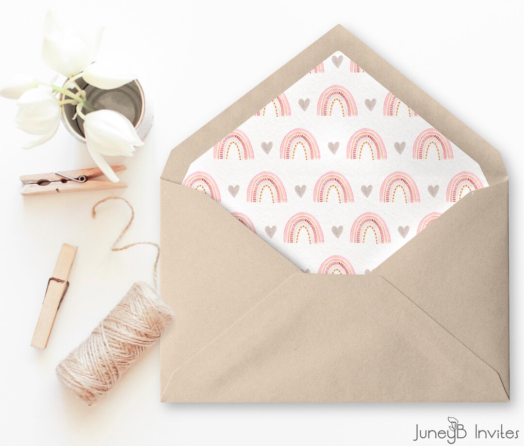 Printable Watercolor Rainbows Envelope Liner, Rainbow Baby Envelope ...