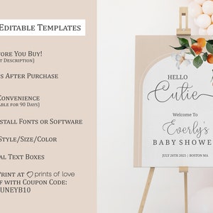 Little Cutie Baby Shower Welcome Sign Template | Cutie Baby Shower Sign ...