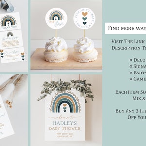 Muted Tones Rainbow Baby Shower Welcome Poster | Watercolor Rainbow ...