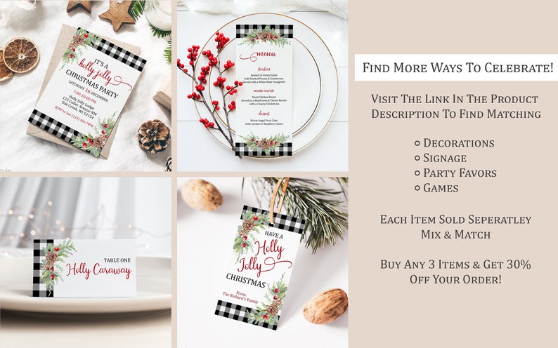 Holly Jolly Editable Christmas Favor Tag Printable Christmas - Etsy