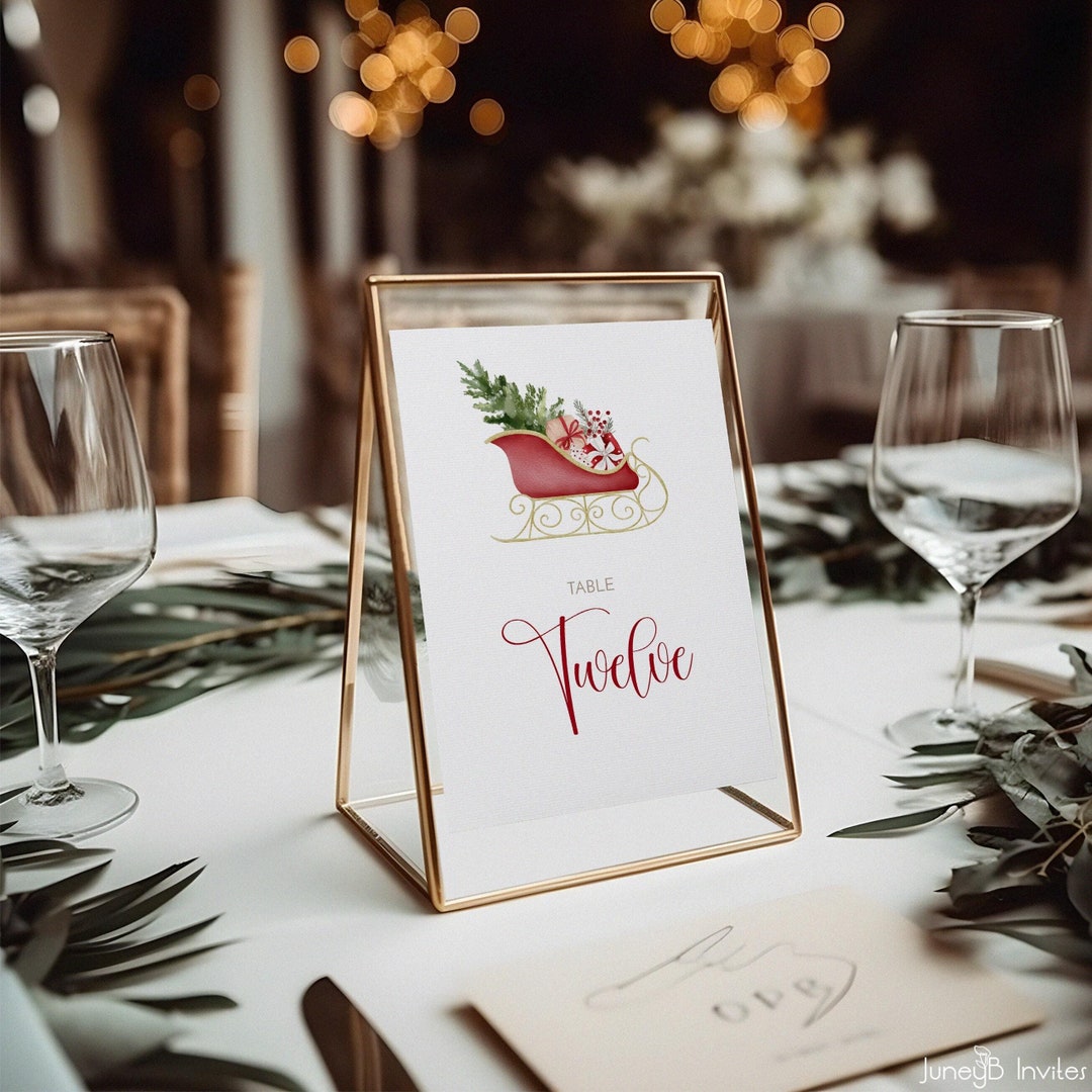 Christmas Table Numbers Printable | Holiday Table Numbers Template ...